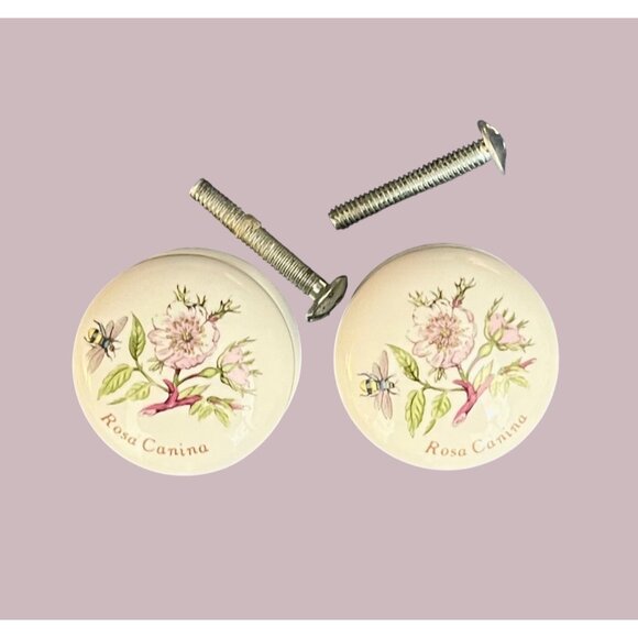 Portmeirion | Kitchen | 2 Portmeirion Botanic Garden 25 Rosa Canina Ceramic Door Knob Drawer ...